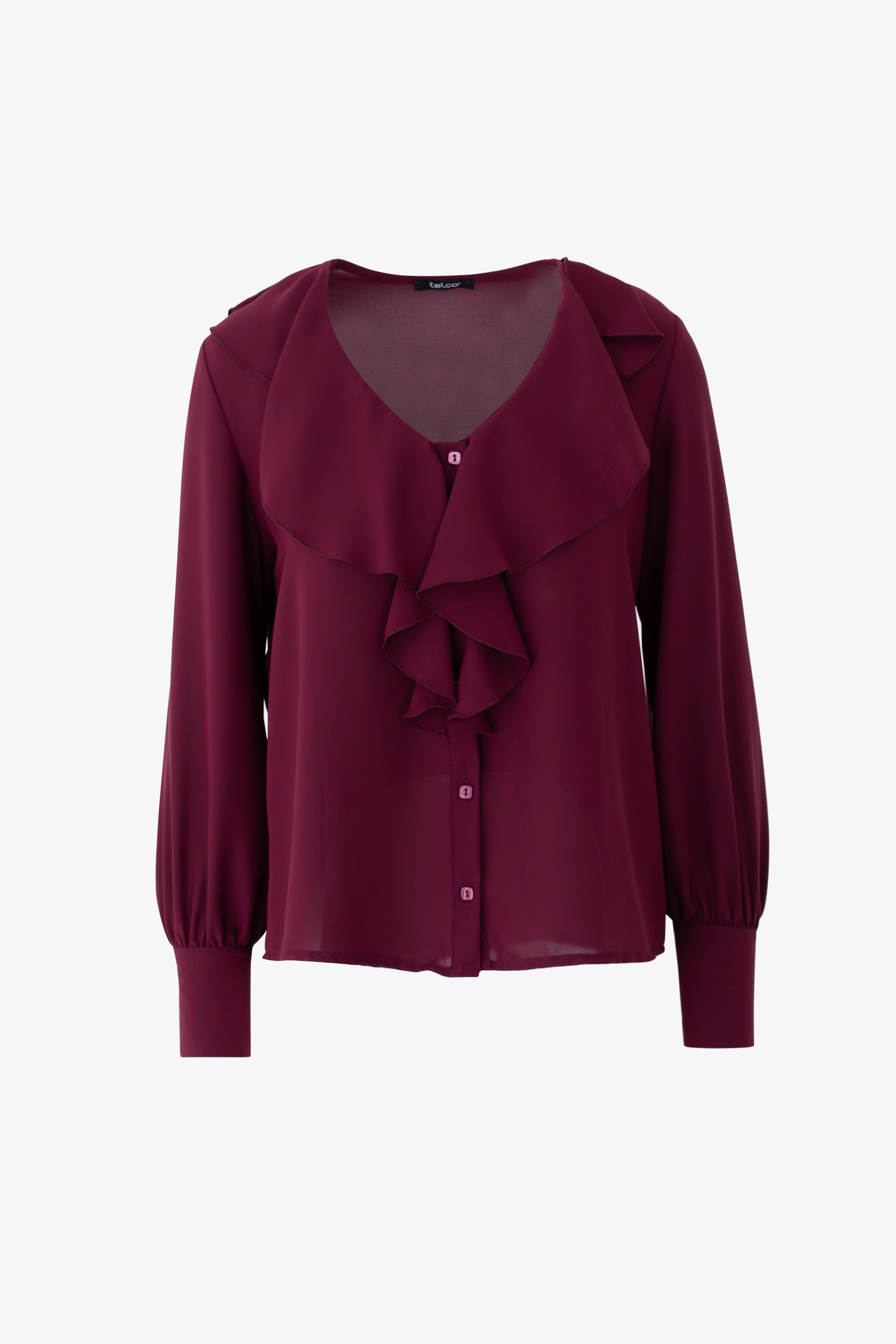 Blusa con rouches in tessuto effetto seta - FW25 – TALCO